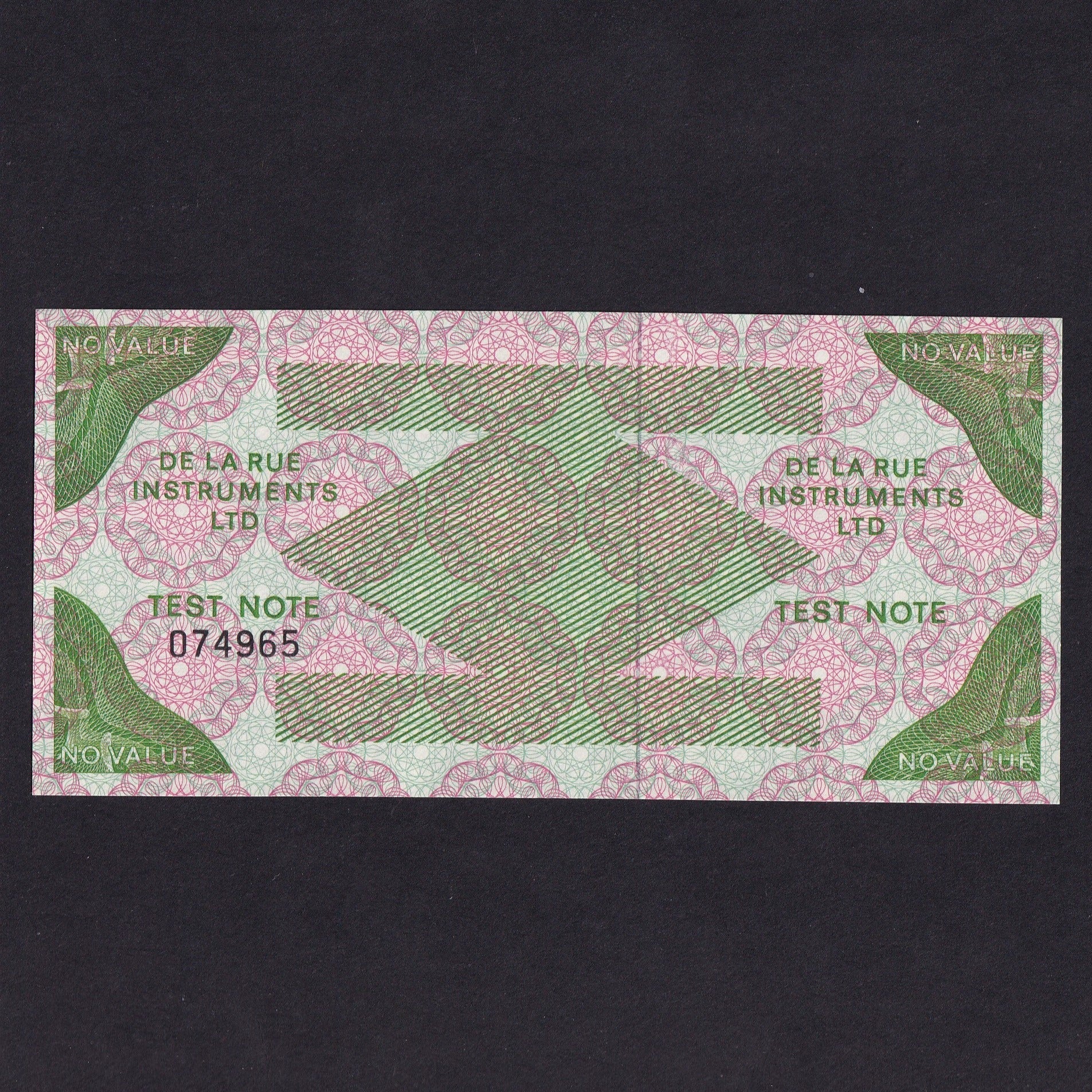 Promotional - De La Rue, Test Note, with pink underprint, no value, UN ...