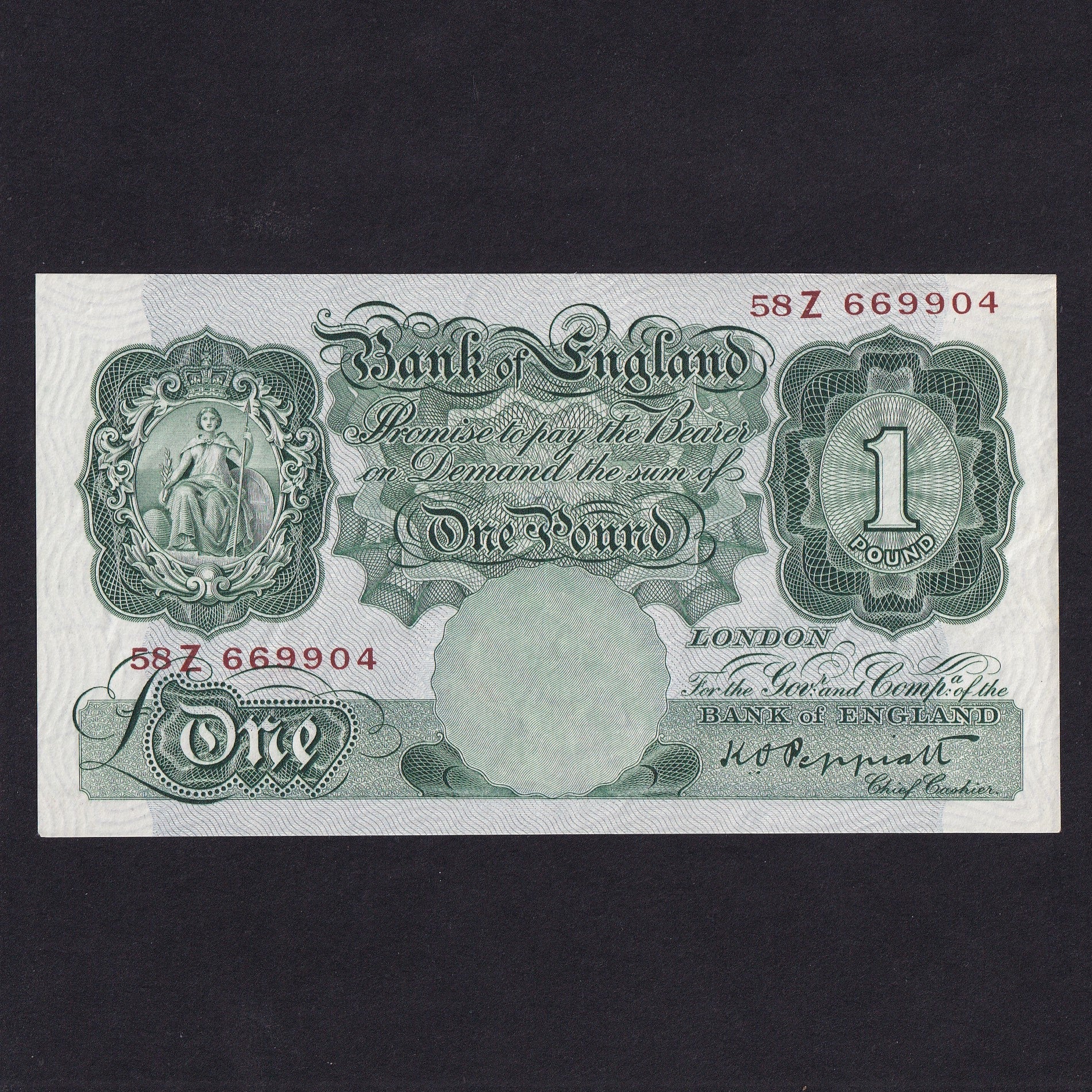 Bank of England (B238) Peppiatt, £1, pre-war, 58Z, pressed, Good VF ...