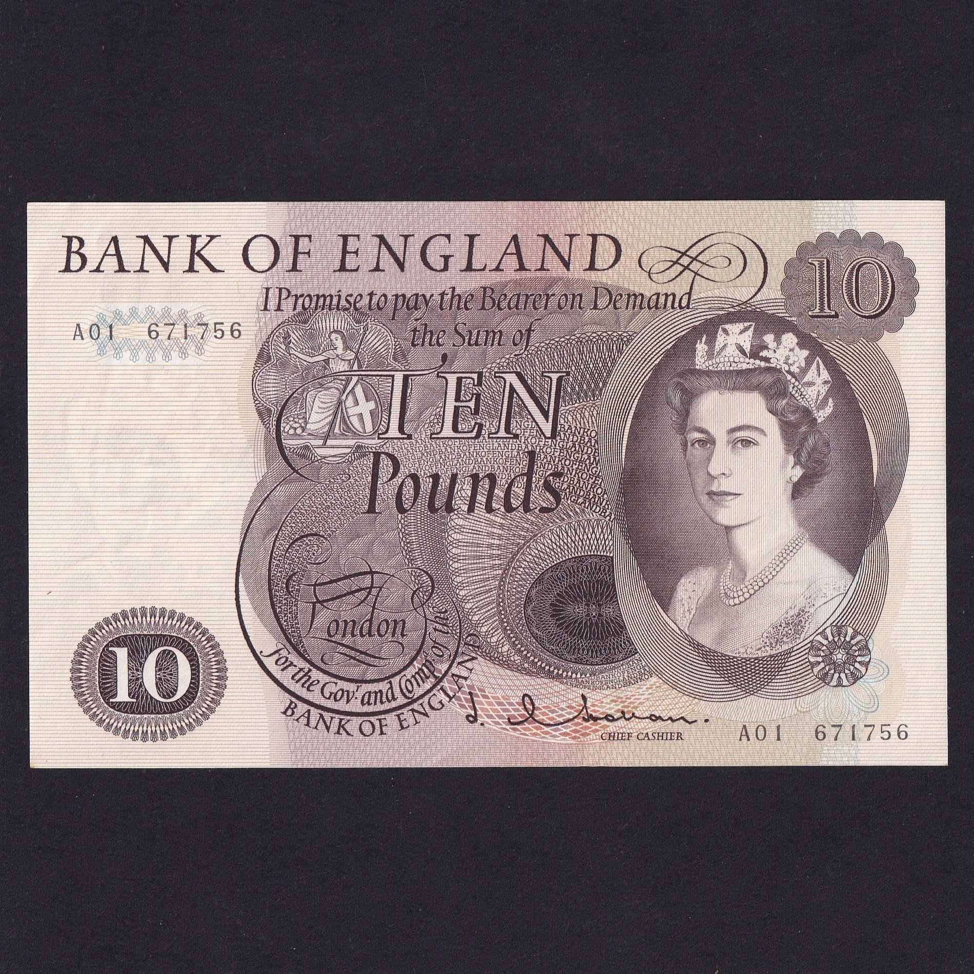 Bank of England (B299) Hollom, £10, A01, first million, Good EF – Colin ...