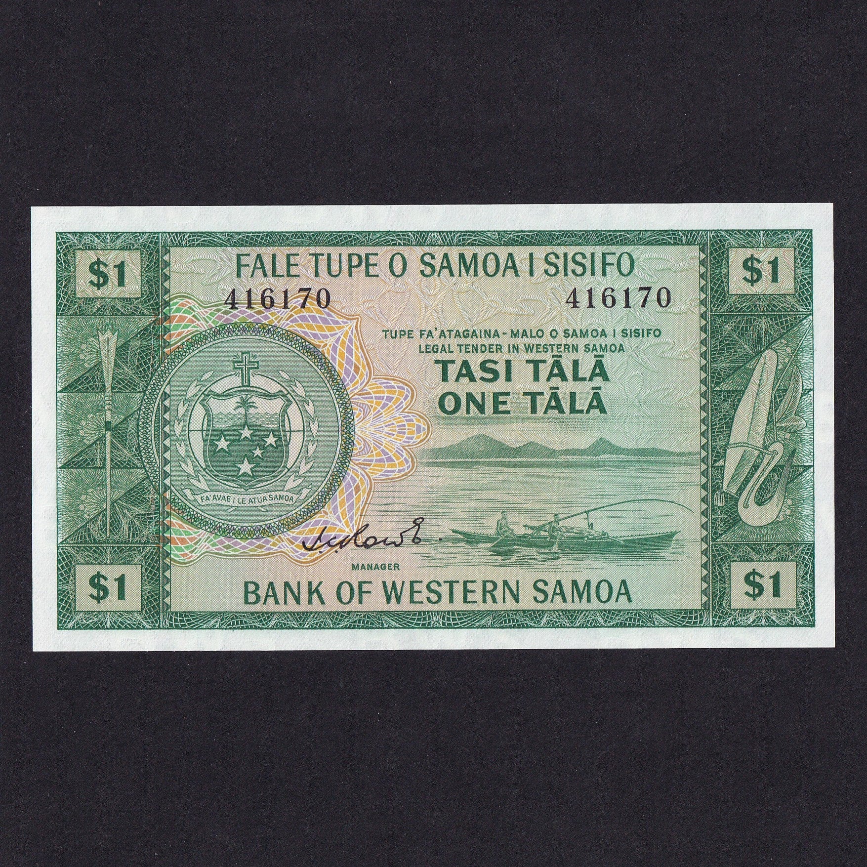 Western Samoa (P16a) 1 Tala, signature 1, 416170, UNC – Colin Narbeth ...
