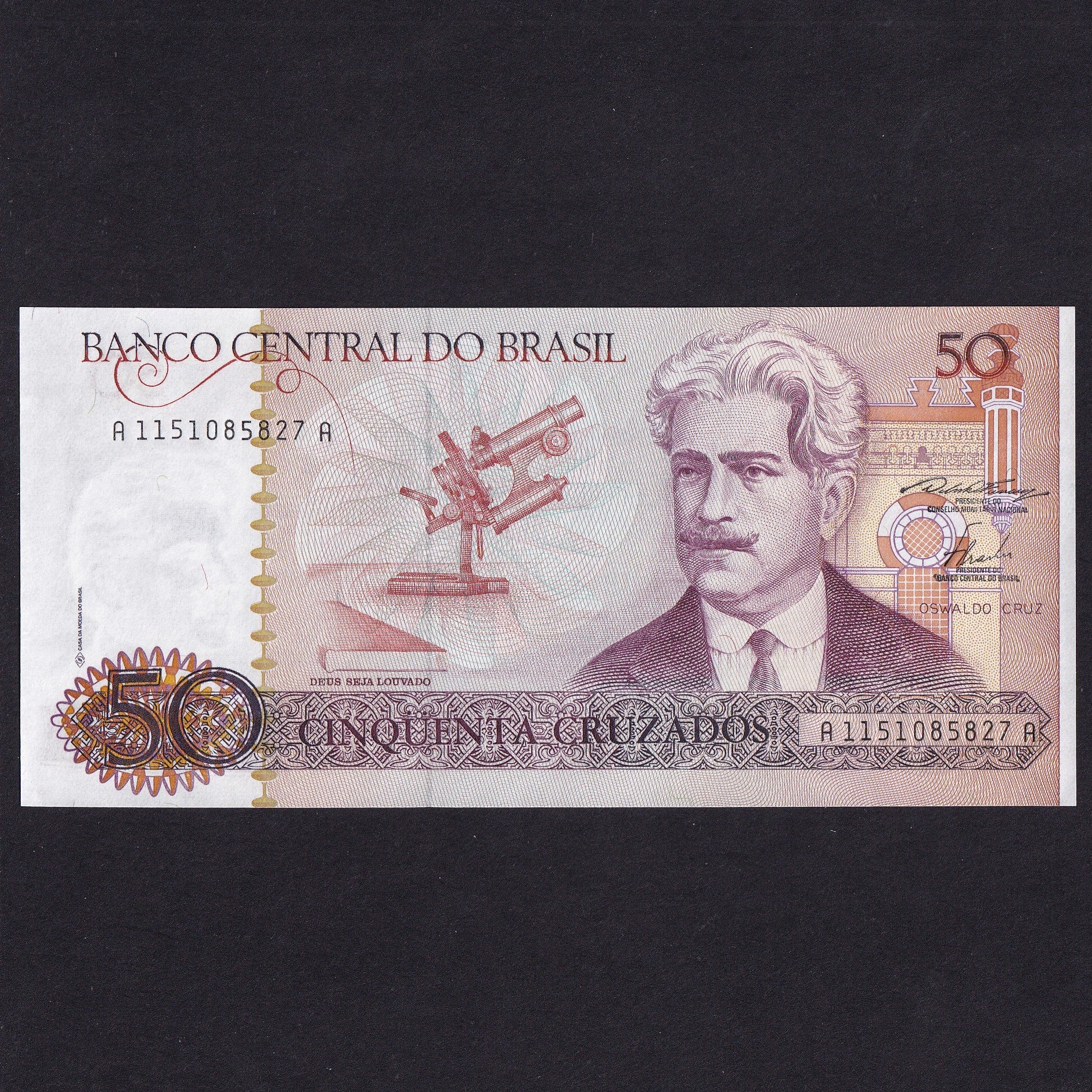 Brazil (P210a) 50 Cruzados, 1986, signature 23, UNC – Colin Narbeth ...