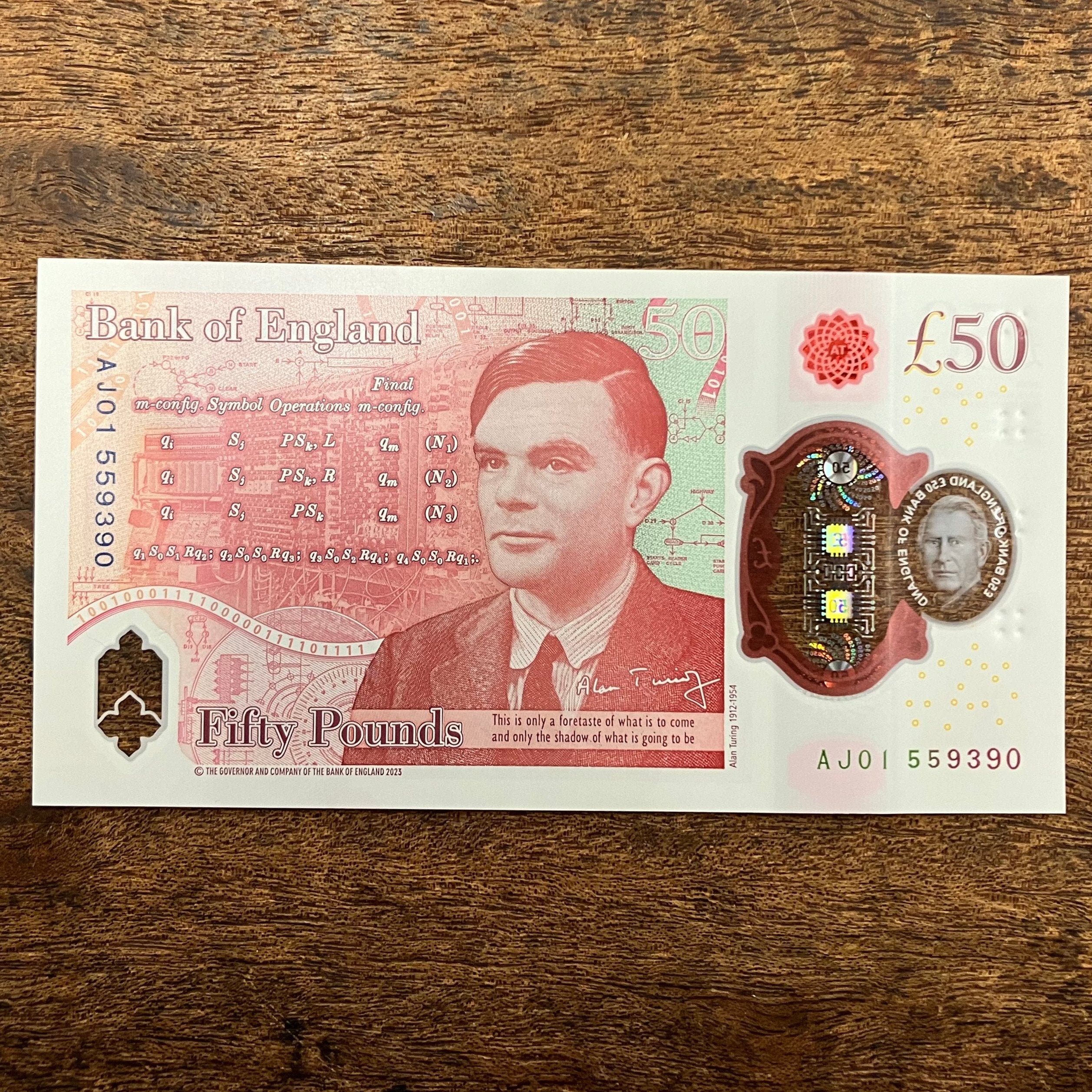 Bank of England (B422) John, £50, Charles III, AJ01, first million, UN ...