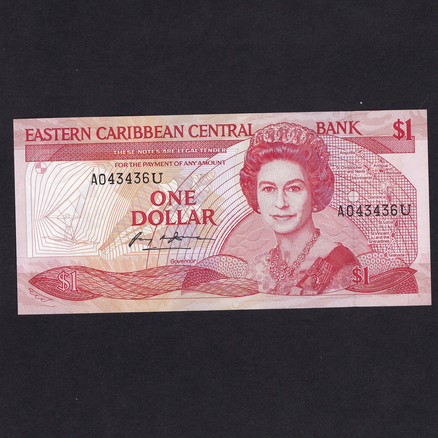 Queen Elizabeth II banknote set, 4 notes: Isle of Man, St. Helena, Eas ...