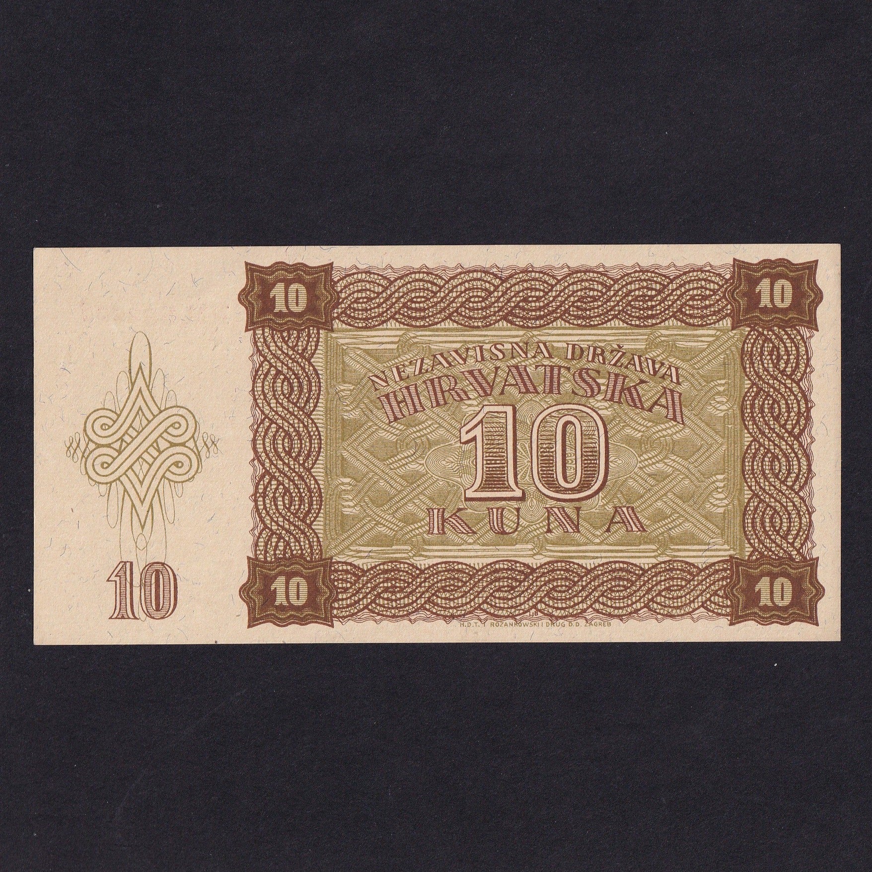 Croatia (P.5b) 10 Kuna, 1941, NM532226, UNC – Colin Narbeth & Son Ltd.