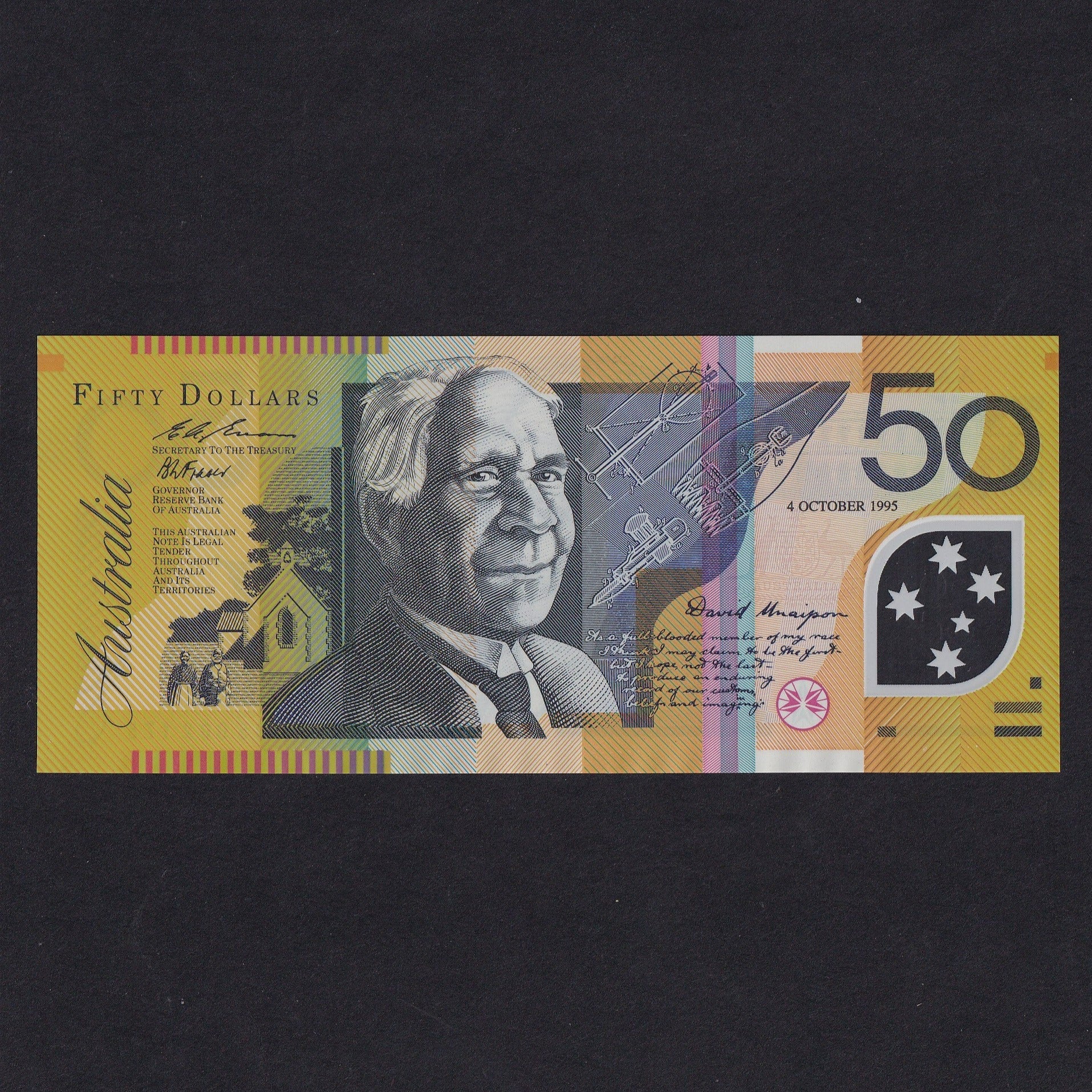 Australia (P54a) $50, David Unaipon, AA95, first prefix, UNC – Colin ...