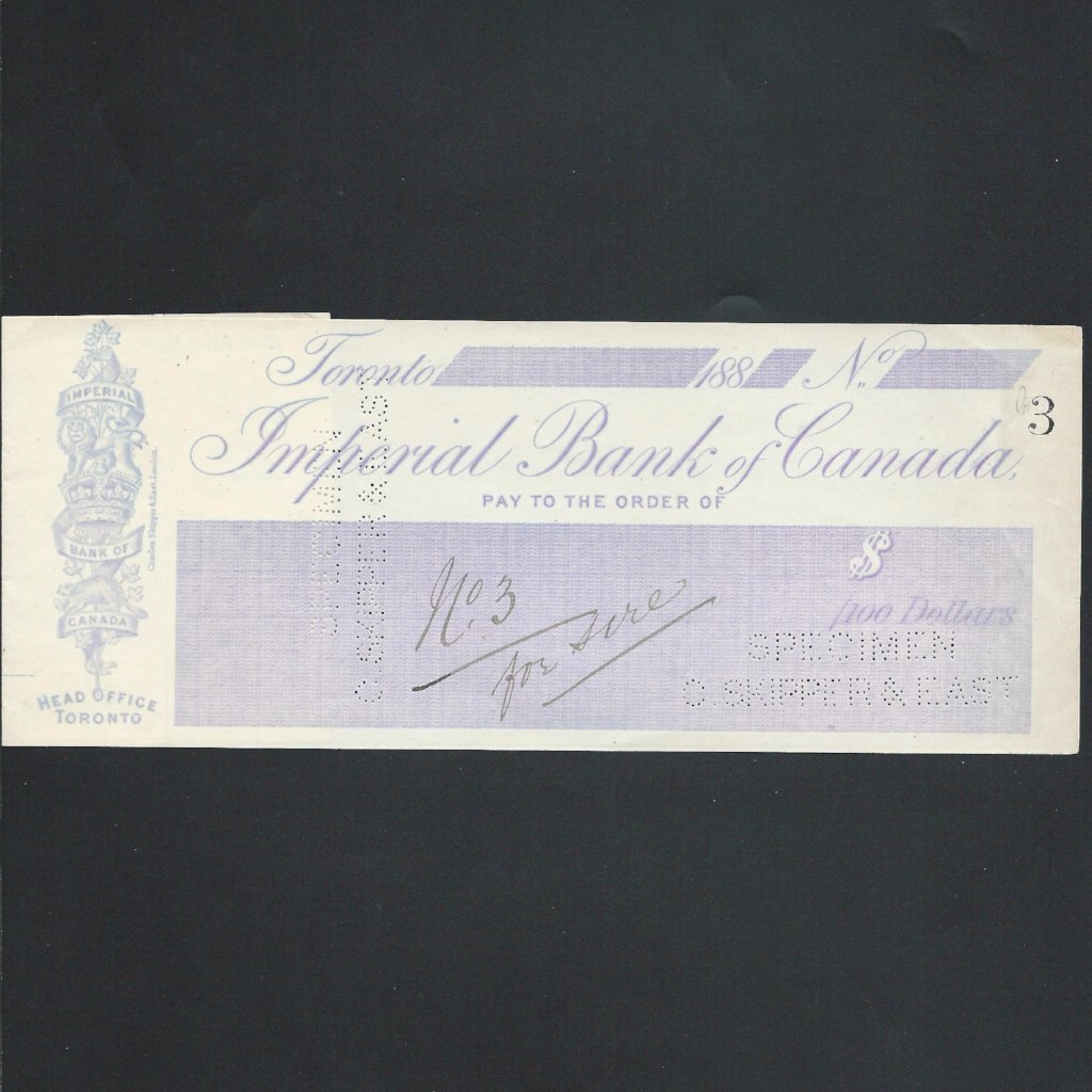 Canada Imperial Bank specimen cheque, 188x, Toronto – Colin Narbeth ...